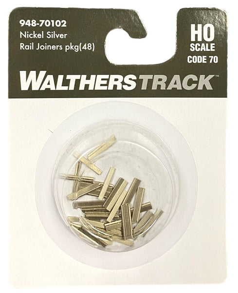 HO Scale Walthers 948-70102 Code 70 Nickel-Silver Rail Joiners pkg (48 – Sidetrack Hobby