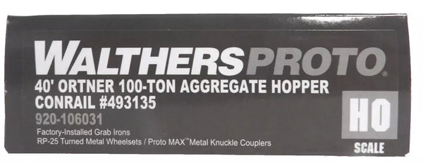 HO Scale Walthers Proto 920-106031 Conrail CR 493135 40' Ortner 100-To – Sidetrack Hobby