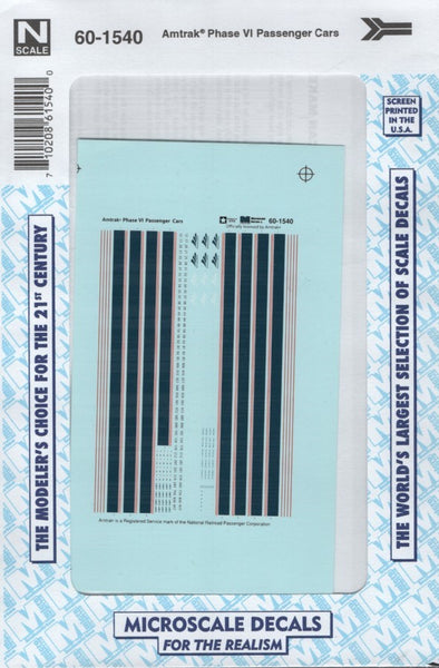 N Scale Microscale 60-1540 Amtrak Phase VI Passenger Cars Decal Set – Sidetrack Hobby