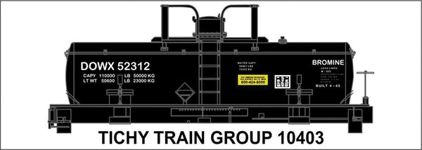 HO Scale Tichy Train 10403 Dow Chemical Bromine Tank Car Decal Set ...