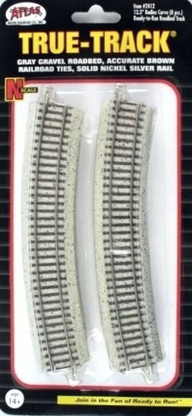 N Scale Atlas True Track 2412 Code 65 12-1/2" Radius Curve pkg (8 ...