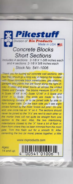 HO Scale Pikestuff 541-1006 Concrete Blocks Short Sections – Sidetrack ...
