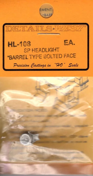 HO Scale Details West HL-108 SP Headlight "Barrel" Type Bolted Face ...