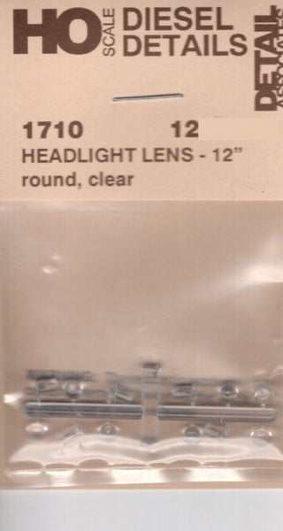 HO Scale Detail Associates 1710 Headlight Lens - 12" Round, Clear 12/P ...