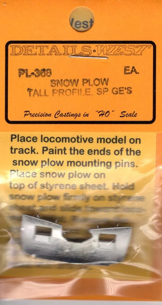 HO Scale Details West PL-368 Snow Plow Tall Profile, SP GE's ...