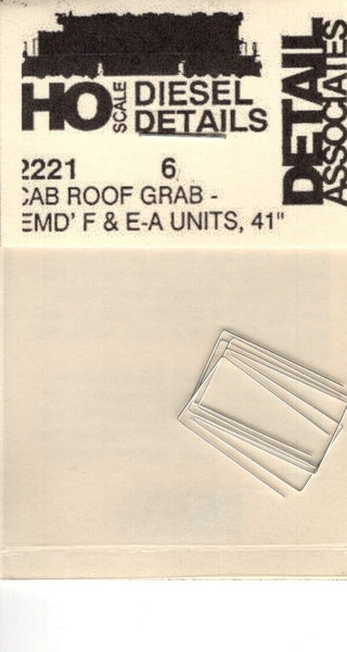HO Scale Detail Associates 2221 Cab Roof Grab - 'EMD' F & E-A Units, 4 ...