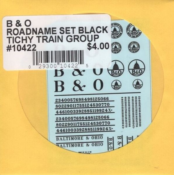 HO Scale Tichy Train 10422 Baltimore & Ohio (B & O) Roadname Set Black ...