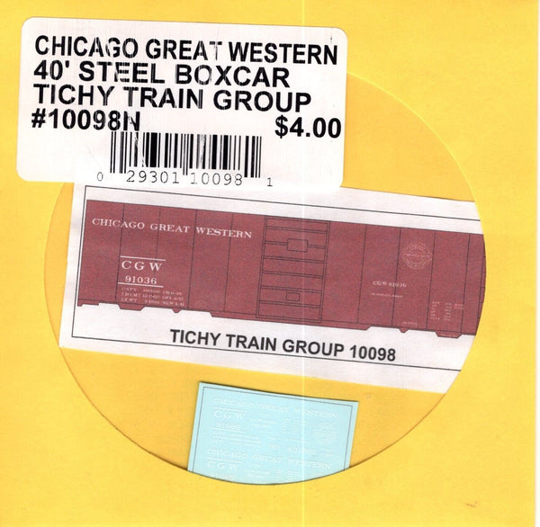 N Scale Tichy Train Group 10098N CGW Chicago Great Western 40' Boxcar ...