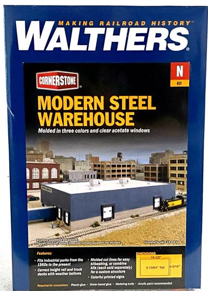 N Scale Walthers Cornerstone 933-3855 Modern Steel Warehouse Kit ...