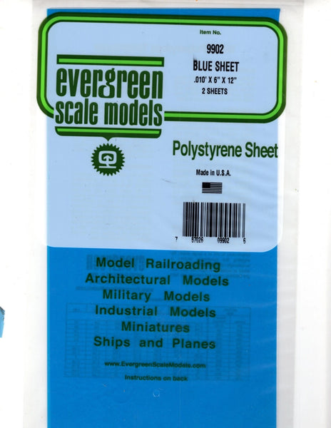 Evergreen 9902 Styrene Sheet Blue Transparent .010 x 6 x 12" pkg(2 ...