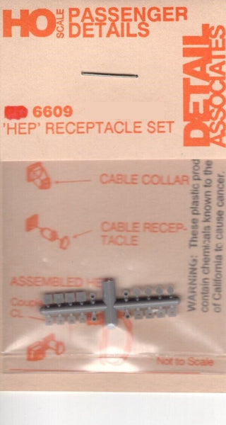 HO Scale Detail Associates 6609 'HEP' Receptacle Set – Sidetrack Hobby