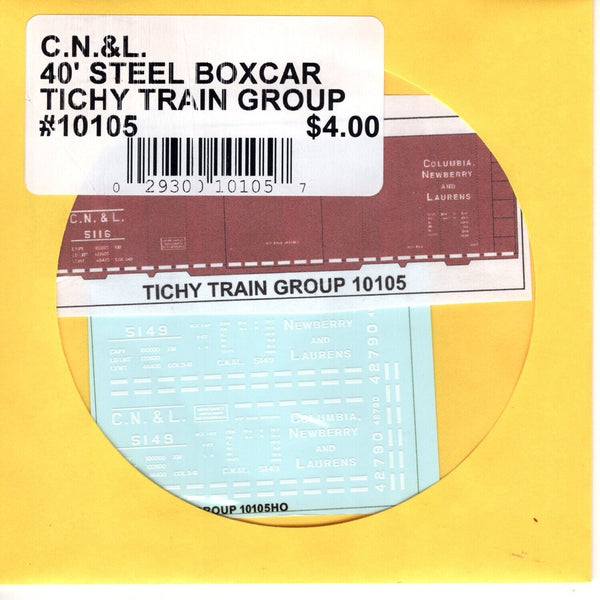 HO Scale Tichy Train 10105 CN & L 40' Steel Boxcar Decal Set ...