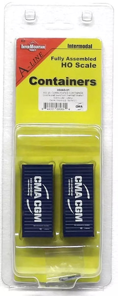 HO InterMountain A-Line 30060-01 CMA CGM CMAU 20' Containers w/Corruga ...