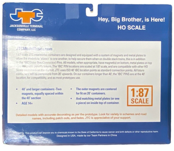 HO Scale Jacksonville Terminal 953030 UMAX 8-55-8 53' Corrugated Conta ...