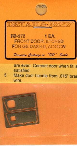 HO Scale Details West FD-372 Front Door, Etched for GE Dash-9, AC44CW ...