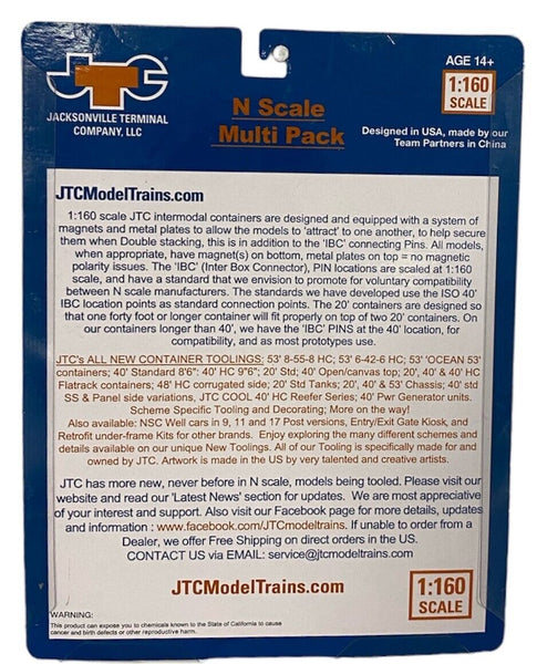 N Scale Jacksonville Terminal 537153 Schneider 8-55-8 53' Container Se ...