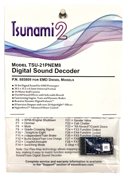 SoundTraxx 885809 Tsunami 2 TSU-21PNEM8 EMD Sound & Control DCC Decode ...