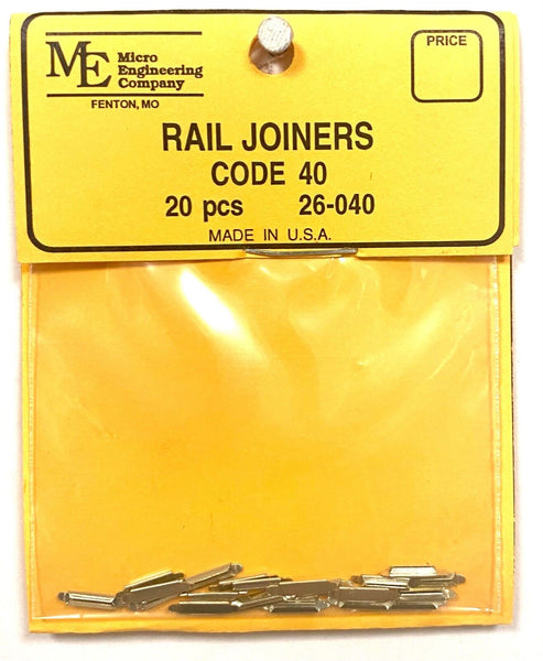 HO/N Scale Micro Engineering 26-040 Code 40 Nickel-Silver Rail Joiners ...