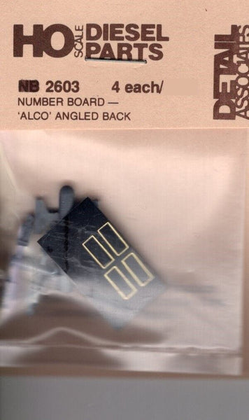HO Scale Detail Associates 2603 Number Board - 'Alco' Angled Back 4/Pk ...