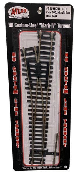 HO Scale Atlas 281 Code 100 Left-Hand #4 Mark IV Turnout/Switch ...