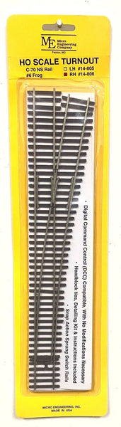 HO Scale Micro Engineering 14-806 Code 70 Right Hand #6 Turnout ...