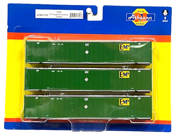 N Scale Athearn 17311 Green EMP 53' Stoughton Containers Set #2 3-Pack ...