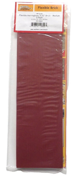 HO Scale Chooch 214-8663 Medium Herringbone Dark Red Brick Flexible Sh ...