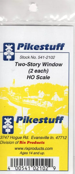 HO Scale Pikestuff 541-2102 Two-Story Window Pkg (2) – Sidetrack Hobby