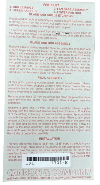 HO Scale Cannon & Company RF-1701 Thinwall EMD 48" Radiator Fans GP30 ...