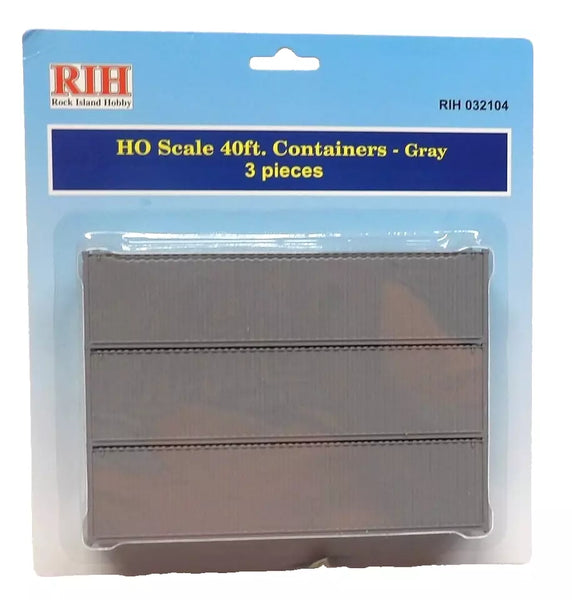 HO Scale Rock Island Hobby 32104 Gray Unlettered 40' Corrugated Contai ...