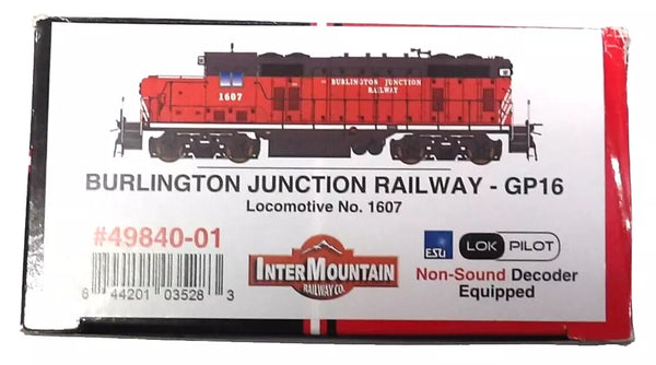 HO Scale Intermountain 49840-01 Burlington Junction Railway GP16 1607 ...