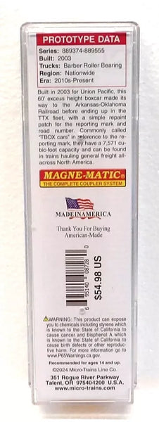 N Micro Trains 12300130 TTX TBOX 889482 Ex-AOK 60' Double Door High-Cu ...