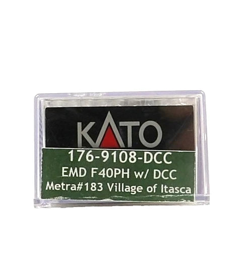 N Scale Kato 176-9108DCC Chicago Metra F40PH 183 Village of Itasca w/D ...