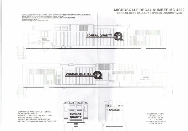 HO Scale Microscale MC-4222 Conrail Ballast Express: C32-8 Diesel Deca ...