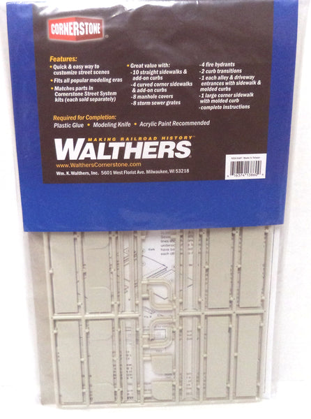 HO Scale Walthers Cornerstone 933-3187 Concrete Curbs & Sidewalks ...