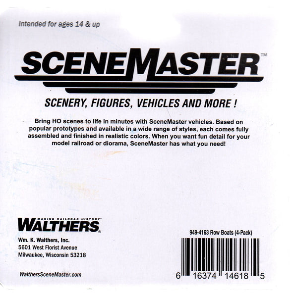 HO Scale Walthers Scene Master 949-4163 White Row Boat 4-Pack ...