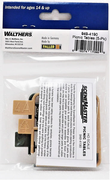HO Scale Walthers Scene Master 949-4190 Picnic Tables Kit (5-Pack ...