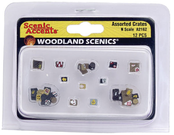 N Scale Woodland Scenics A2162 Assorted Wooden Crates Figures (12) pcs ...