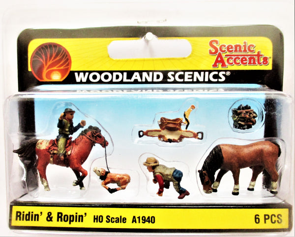 HO Scale Woodland Scenics A1940 Cowboy Horse Ridin' & Ropin' Figures ...