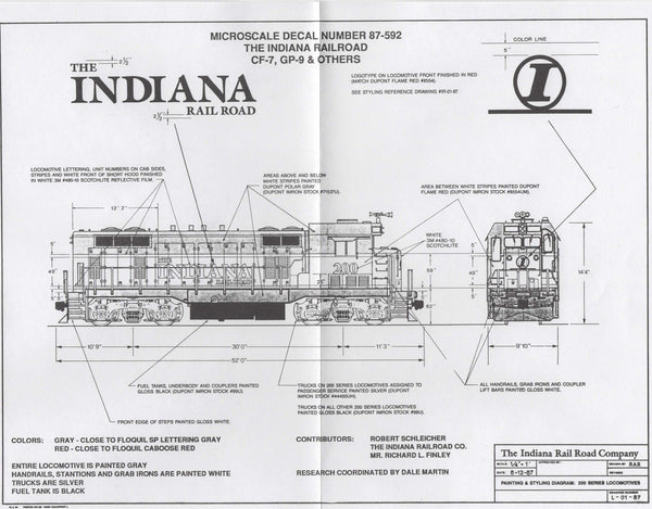 HO Scale Microscale 87-592 The Indiana Railroad INR Diesel Decal Set ...