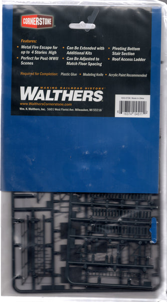 HO Scale Walthers Cornerstone 933-3736 Modern Fire Escape Kit ...