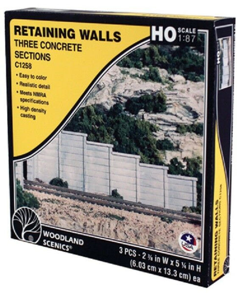 HO Scale Woodland Scenics C1258 Concrete Retaining Wall (3) pcs ...