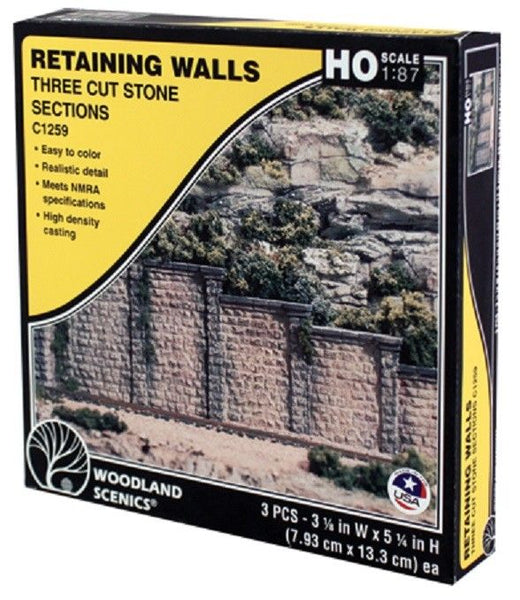 HO Scale Woodland Scenics C1259 Cut Stone Retaining Wall (3) pcs ...