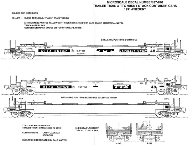 HO Scale Microscale 87-670 Trailer-Train TTX Husky-Stack Container Car ...