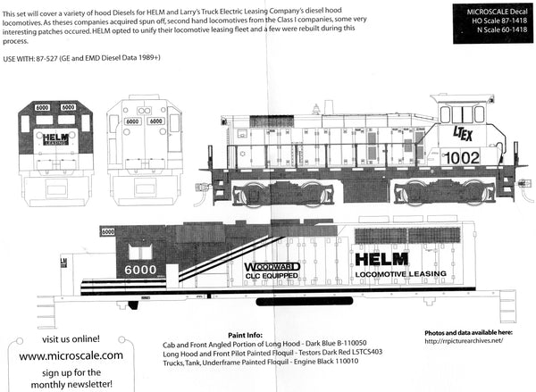 HO Scale Microscale 87-1418 Larry's Truck LTEX HELM HLCX Leased Loco D ...