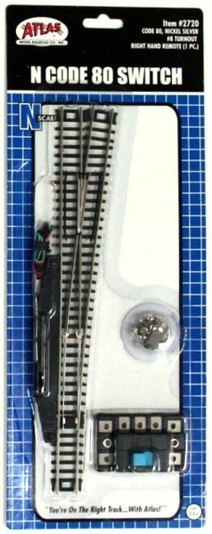 N Scale Atlas 2720 Code 80 #8 Remote Right Hand Turnout/Switch Standar ...