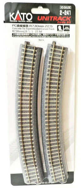HO Kato Unitrack 2-241 Superelevated w/Concrete Ties Curve Track 28-3 ...