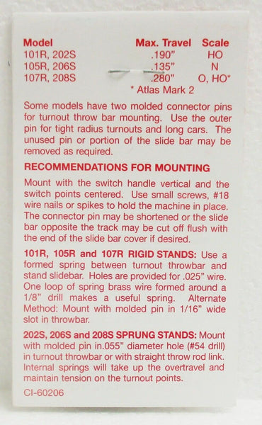 N Scale Caboose Industries 206S Sprung Operating Ground Throw ...