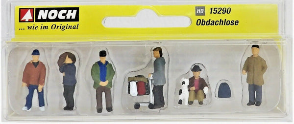 HO Scale Noch Gmbh & Co 15290 Homeless People/Men w/Dog & Shopping Car ...