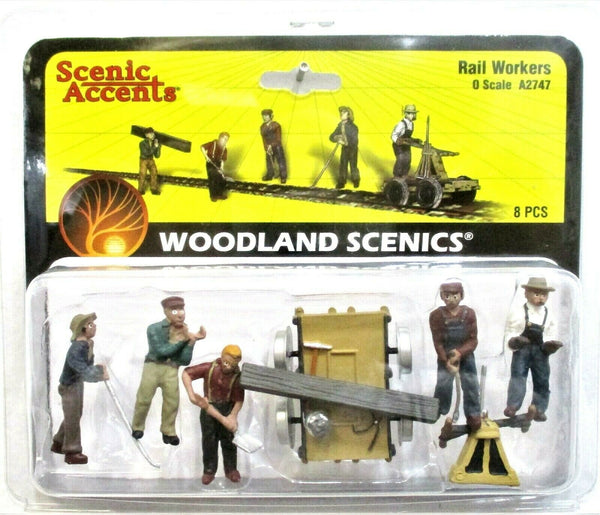 O Scale Woodland Scenics A2747 Scenic Accents Rail Workers w/Hand Car ...